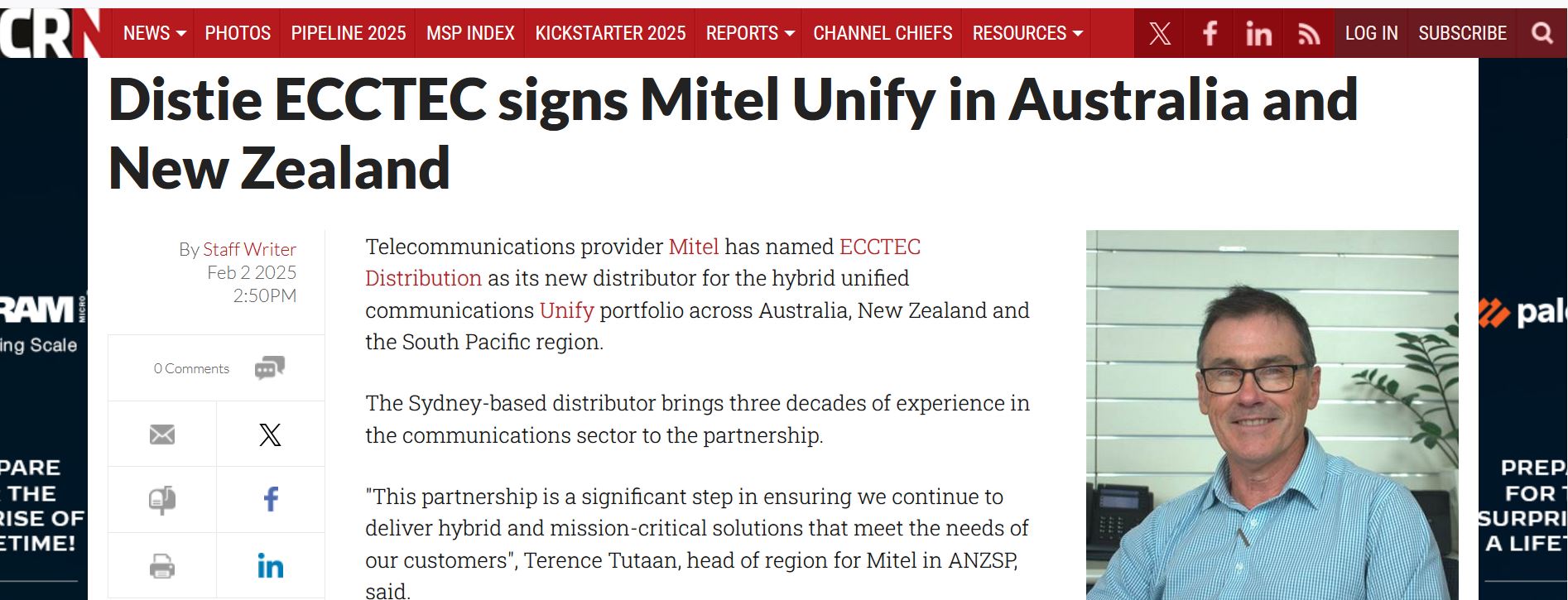 As Reported in CRN on 2nd Feb 2025 - ECCTEC